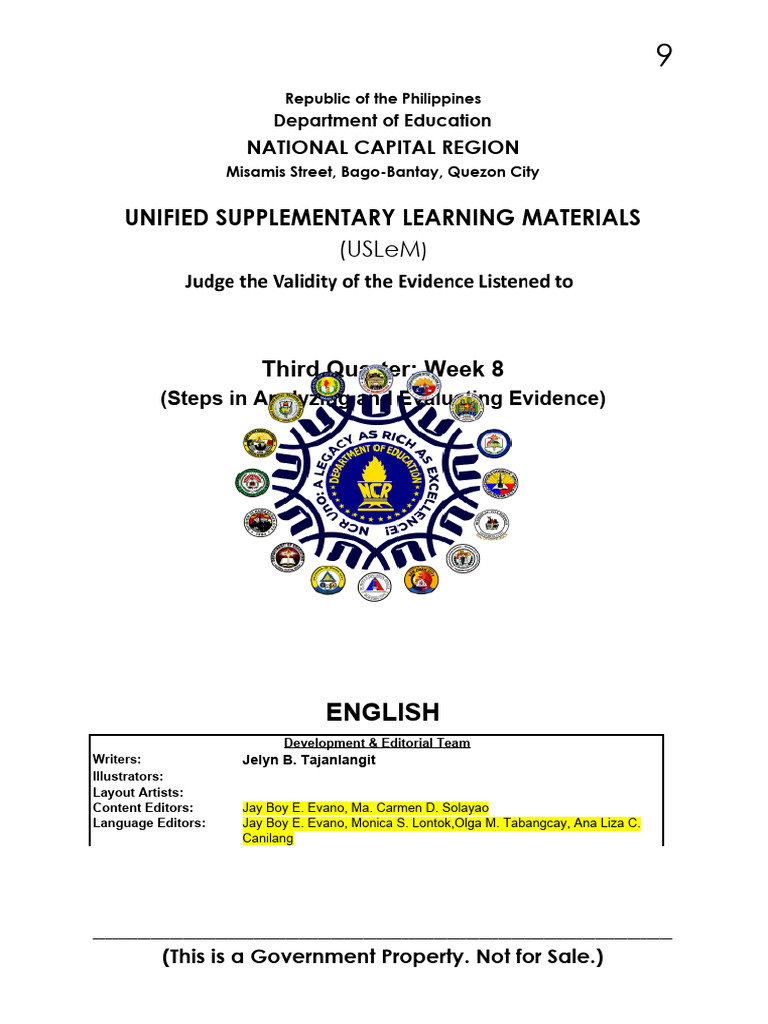 Version 3-English-Uslem Grade 9 Week-8 Q3-Final | PDF | Teenage Pregnancy | Maternal Death