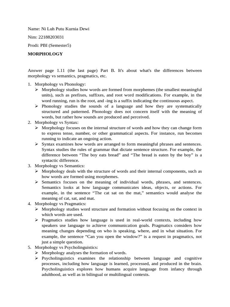 Morphology1 Nia | PDF | Morphology (Linguistics) | Word