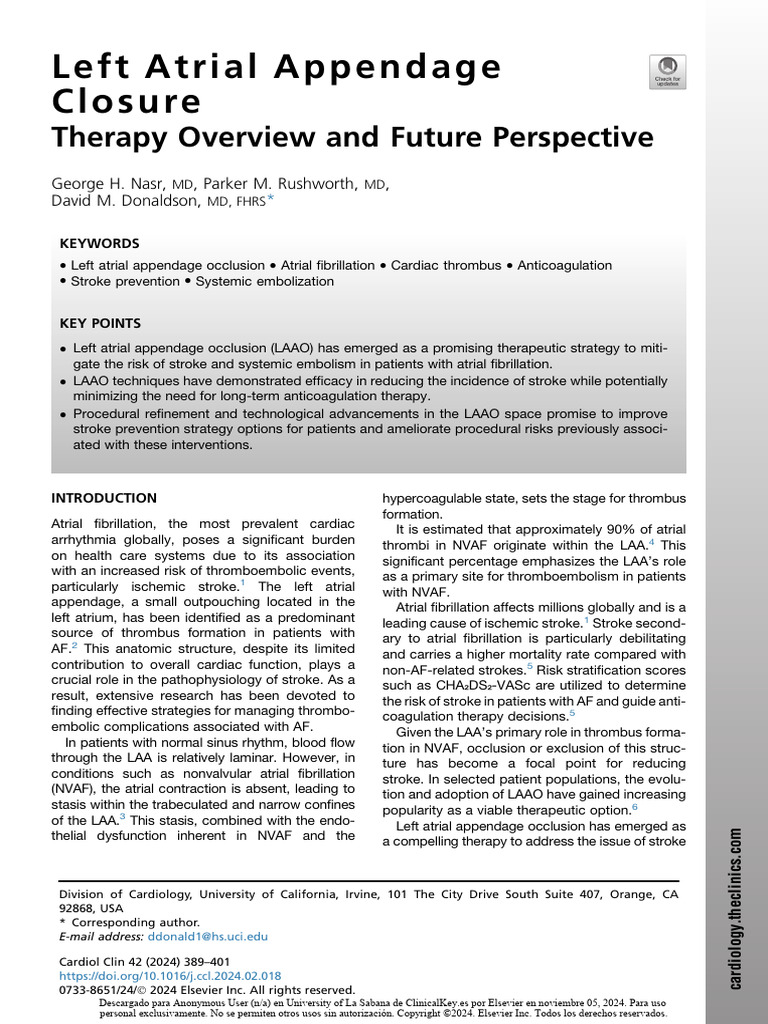 Left Atrial Appendage Closure Therapy Overview and Future Perspective ...