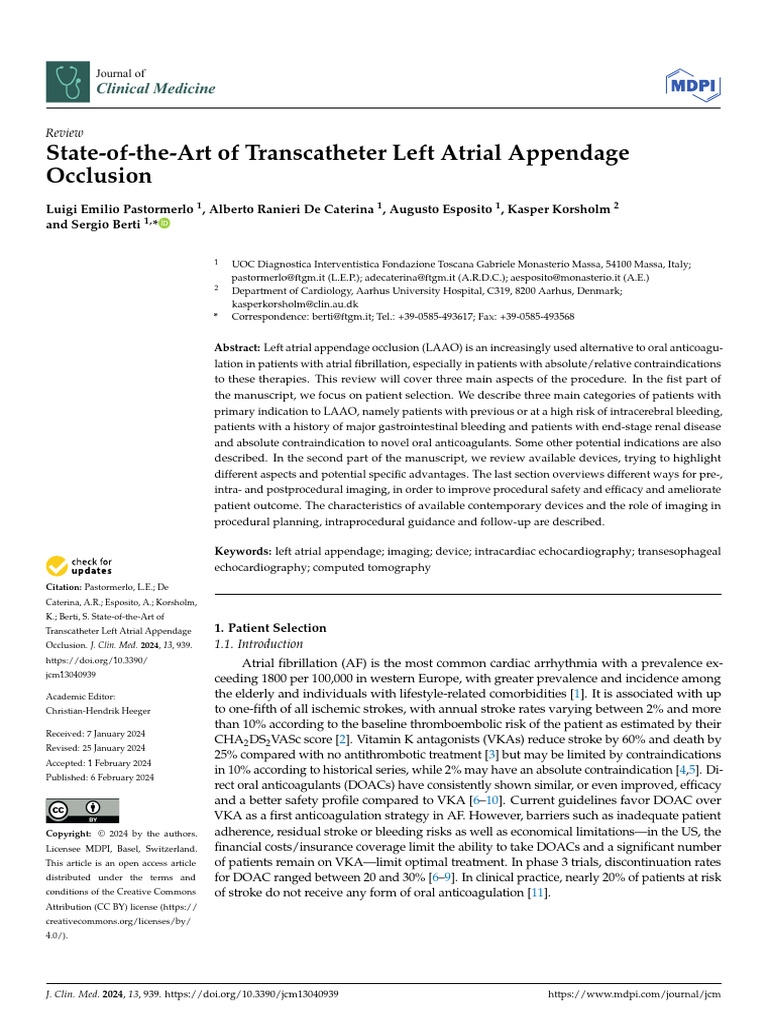 Art of Transcatheter Left Atrial Appendage | PDF | Stroke ...