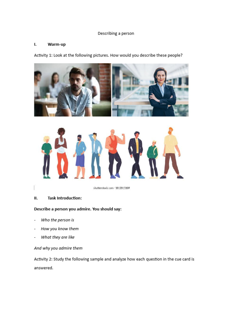 Describing a person | PDF | Behavioural Sciences | Social Psychology