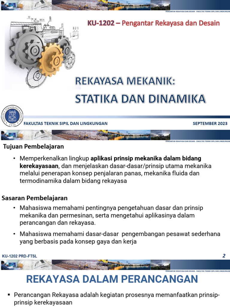 KU 1202 2023 PRD FTSL M06B Pengantar Rekayasa Dan Desain Mekanika Statika Dan Dinamika | PDF