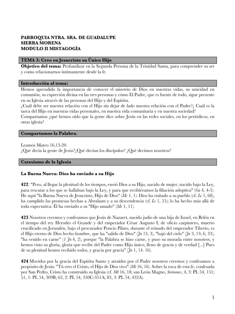 Tema 3 Mistagogia Modulo II | PDF | Jesús | Cristo (título)
