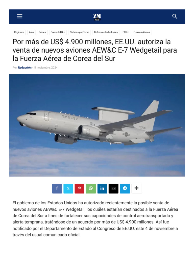 Por Más de US$ 4.900 Millones, EE - UU. Autoriza La Venta de Nuevos ...