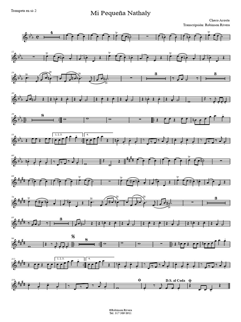 Mi Pequeña Nathaly - Trompeta 2 | PDF