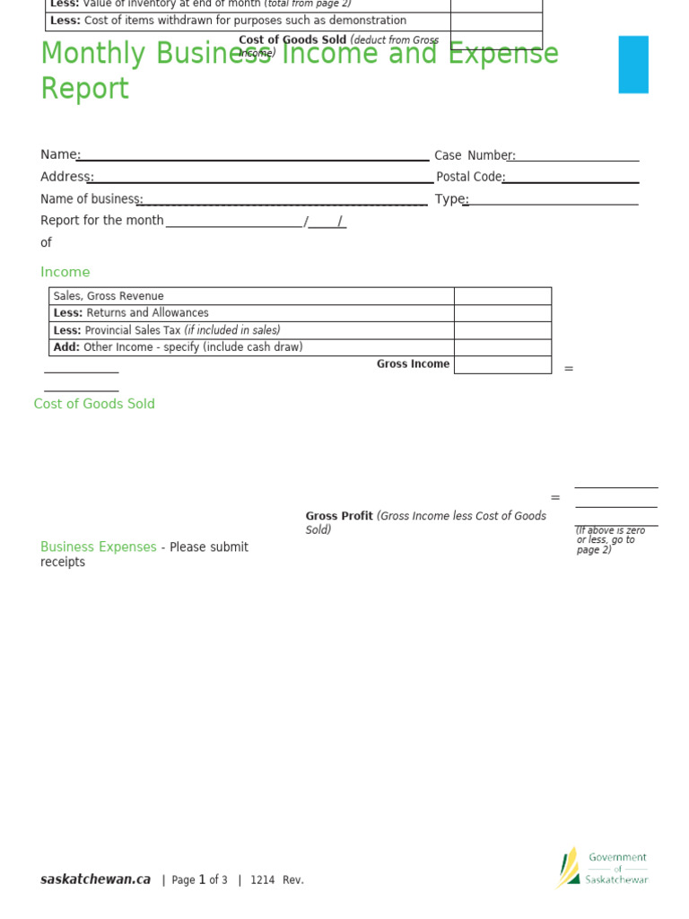 Main - Form 1214 Monthly Business Income and Expense Report ...