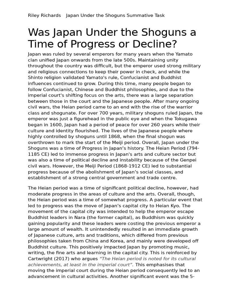 Japan Under The Shoguns Historical Essay | PDF | Shogun | Japan