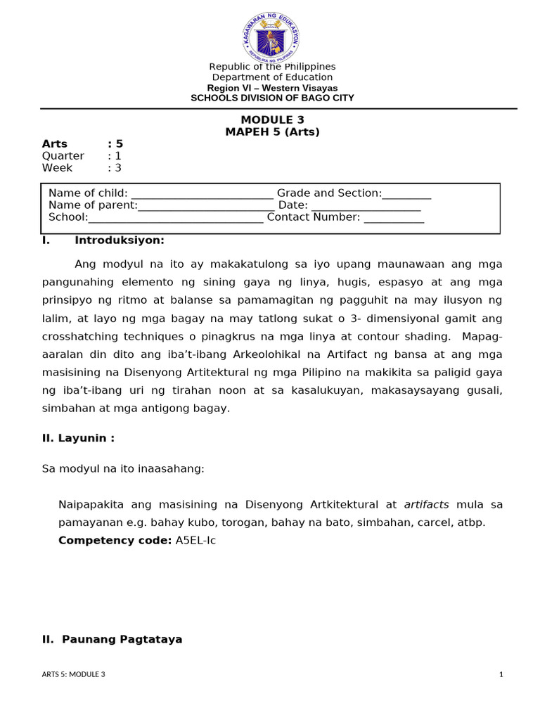 Arts 5 Module q1 w3 Final | PDF