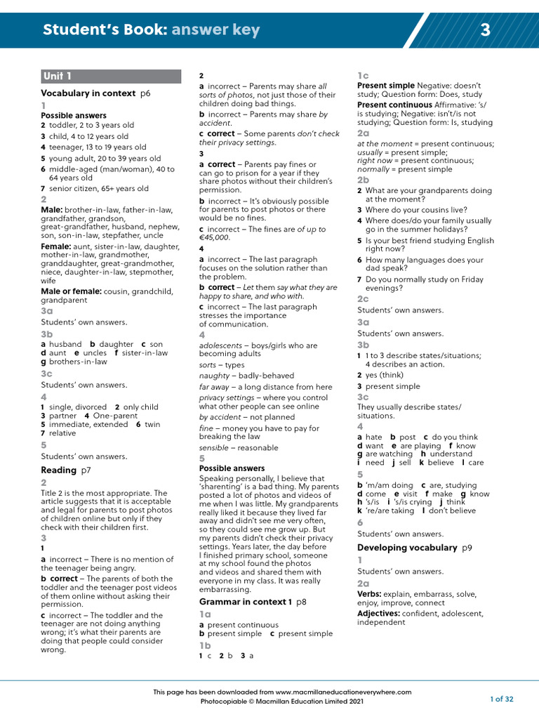 Macmillan B1 Student Book Answer Key | PDF | Sherlock Holmes | Adolescence