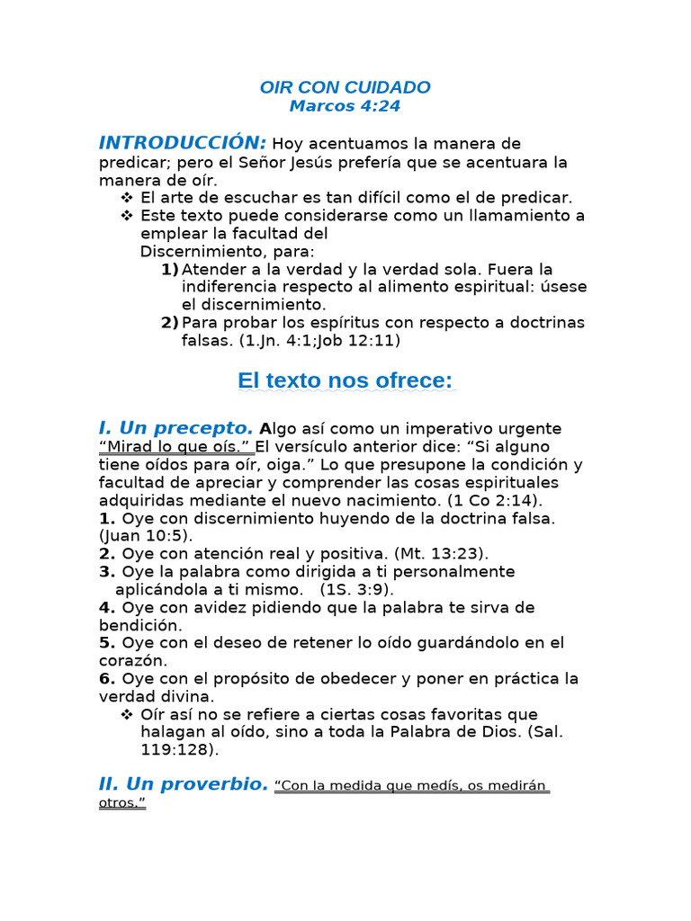 Oír Con Cuidado | PDF | Verdad | Bendición
