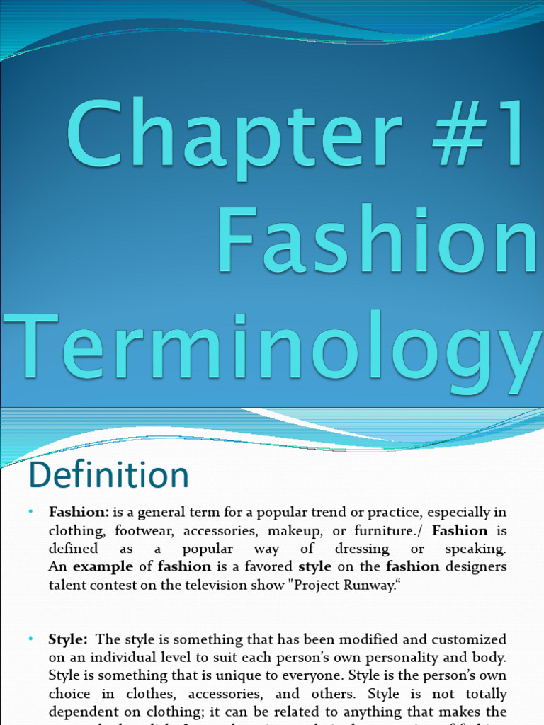 Chapter 1 Fashion Terminology | PDF | Fashion | Clothing