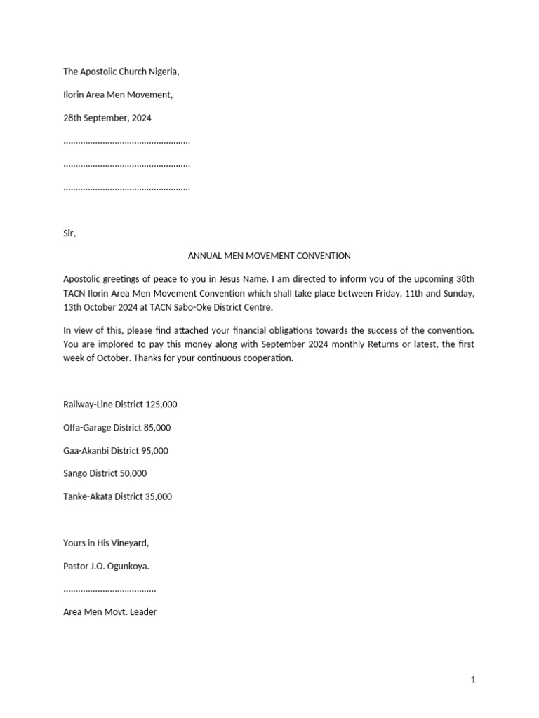 2024 Area Men Convention Order of Service | PDF | Prayer | Hymns