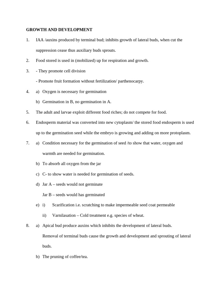 Form 3 4. Growth and Development A | PDF | Seed | Germination
