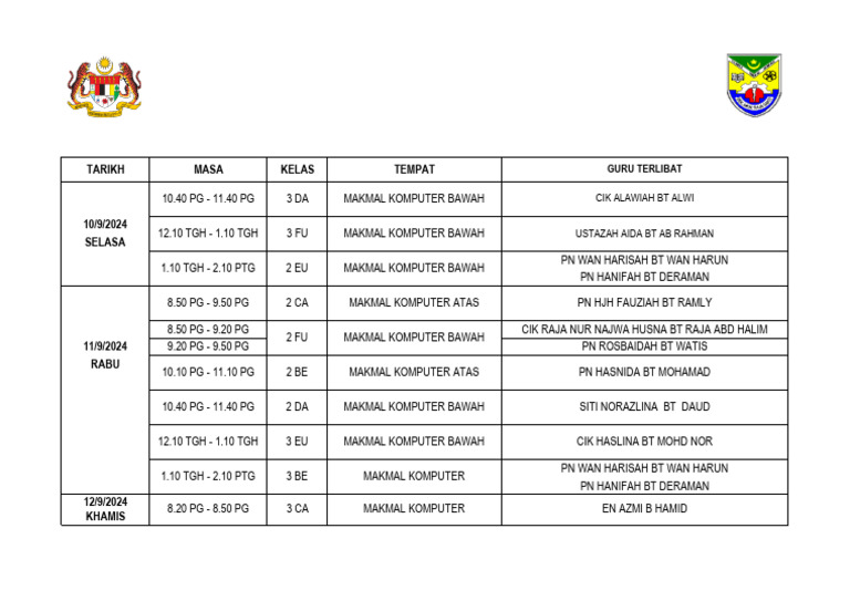 Jadual Pelaksanaan PKLD | PDF