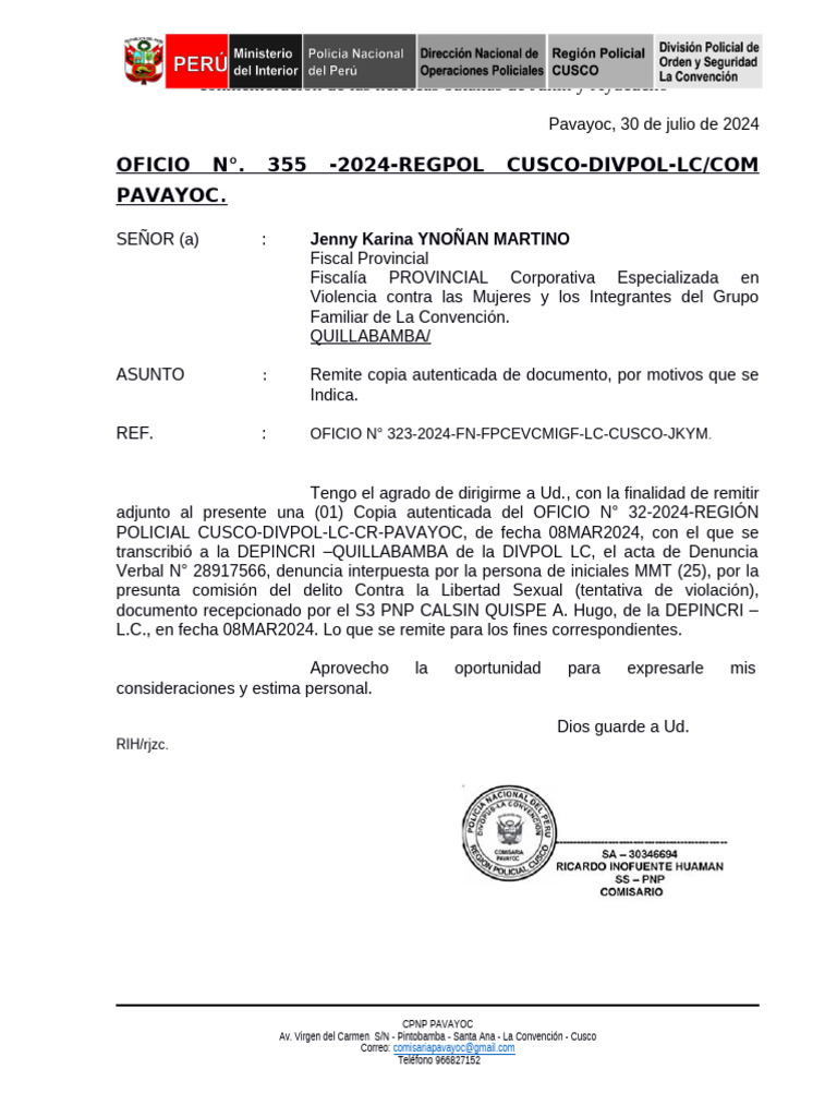 Oficio Remite Documento Caso #29917566 Linares | PDF | Derecho