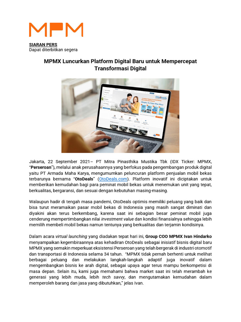 FIN - MPMX Luncurkan Platform Digital Baru | PDF