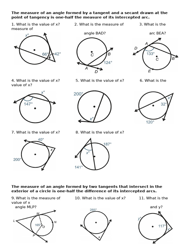 Angle, Arc, Secant, Tangent, Chord | PDF | Teaching Methods & Materials ...