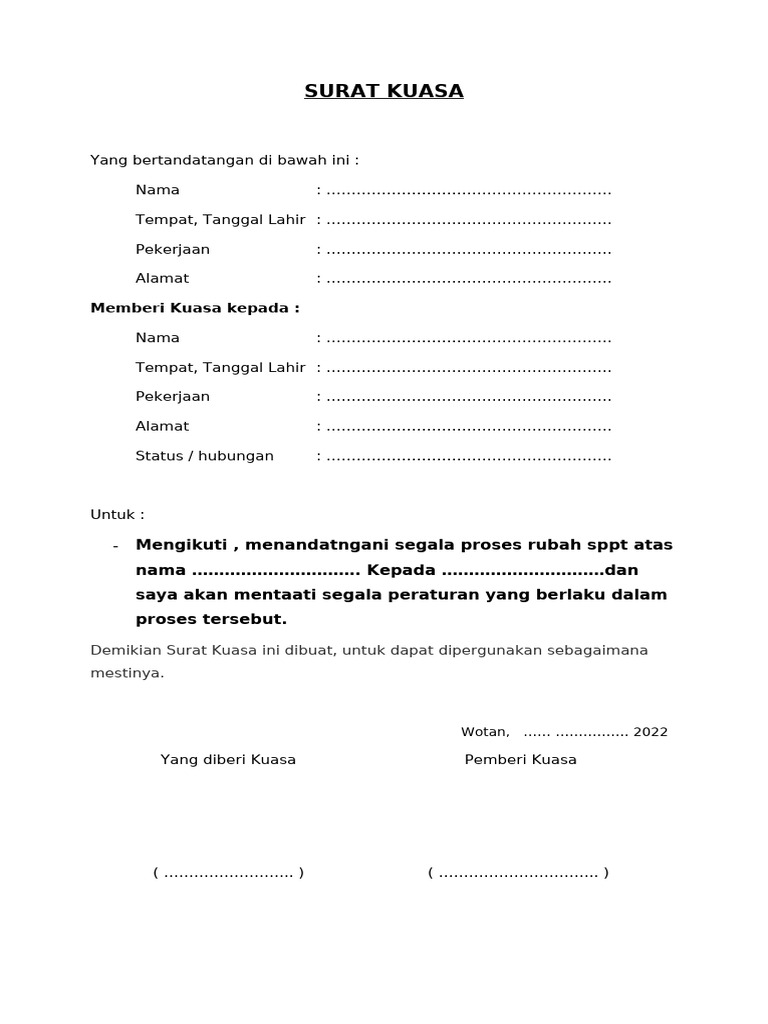 Surat Kuasa 1 | PDF
