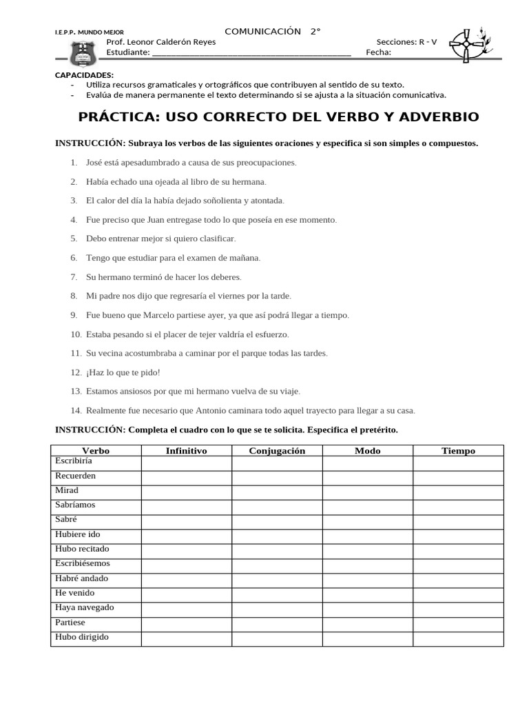 Verbo Práctica Final | PDF | Verbo
