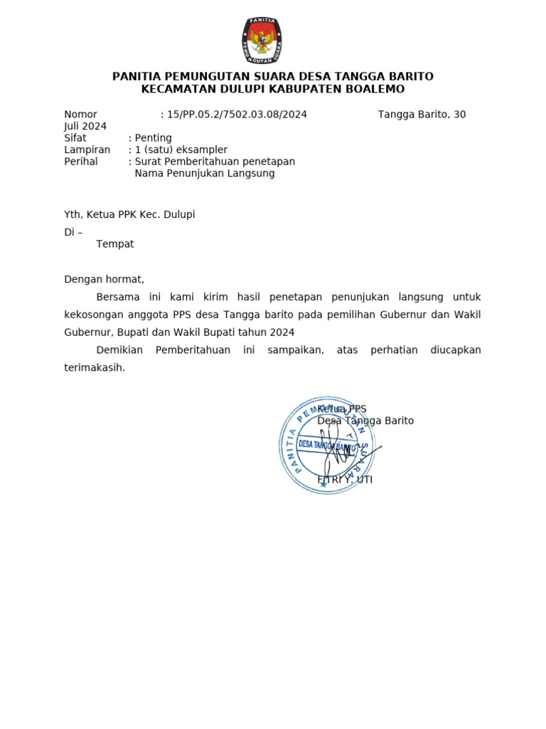 Surat Pengantar Ke PPK | PDF