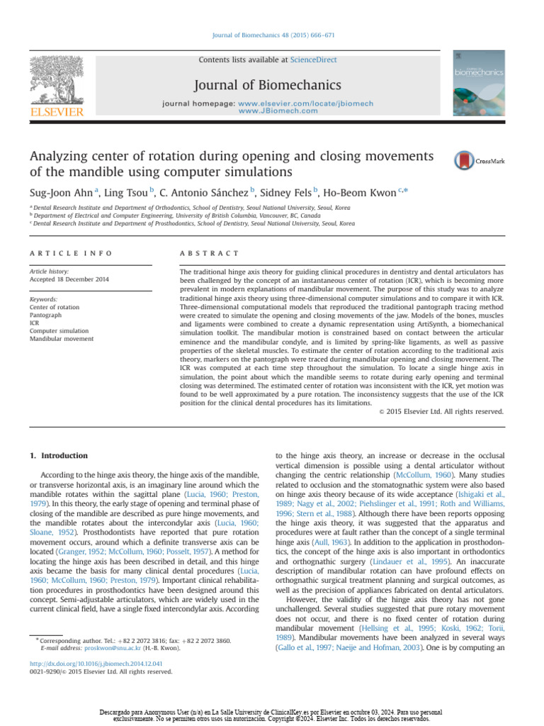 Analyzing Center of Rotation During Opening and Closing Movements of ...