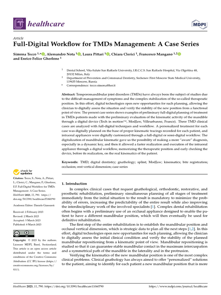 Full-Digital Workflow For TMDs Management: A Case Series | PDF ...