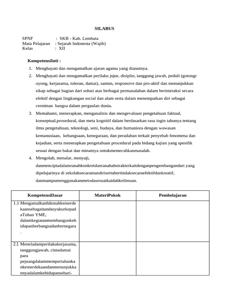 SILABUS Kelas XI | PDF | Ilmu Sosial
