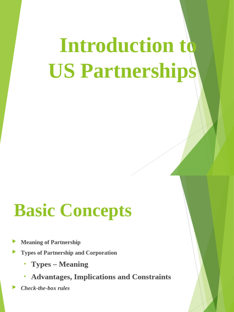 Introduction To US Partnerships | PDF | Partnership | Limited Liability ...
