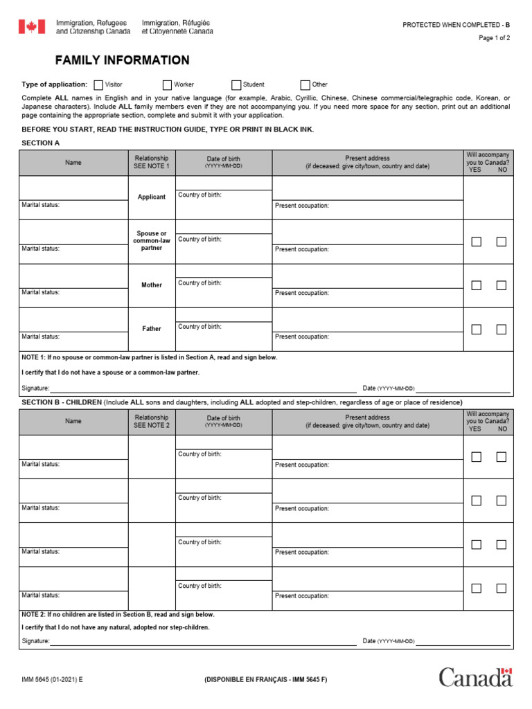 Canada Dummy Form Applicant Family | PDF | Government | Justice