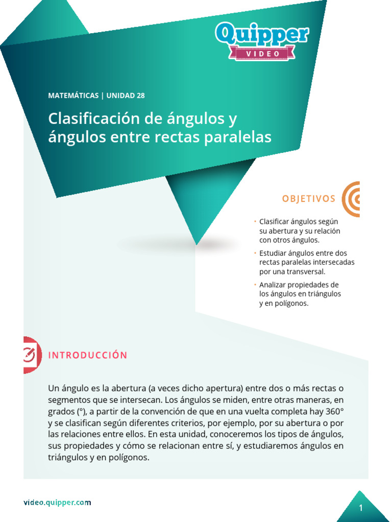 Clasificación de ángulos y sus propiedades | PDF | Ángulo | Triángulo