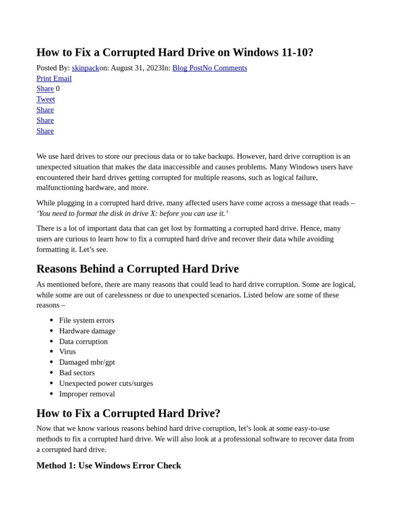 Fix Corrupted Hard Drive on Windows 11/10 | PDF | Hard Disk Drive ...