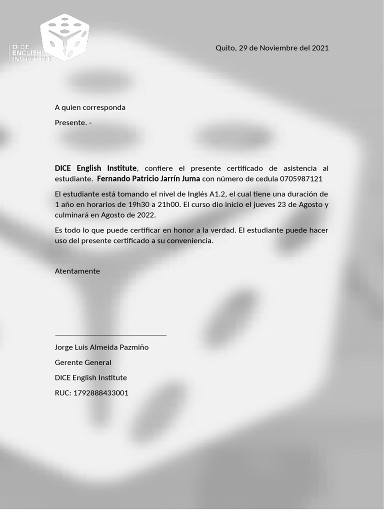 Certificado Asistencia de FCE | PDF