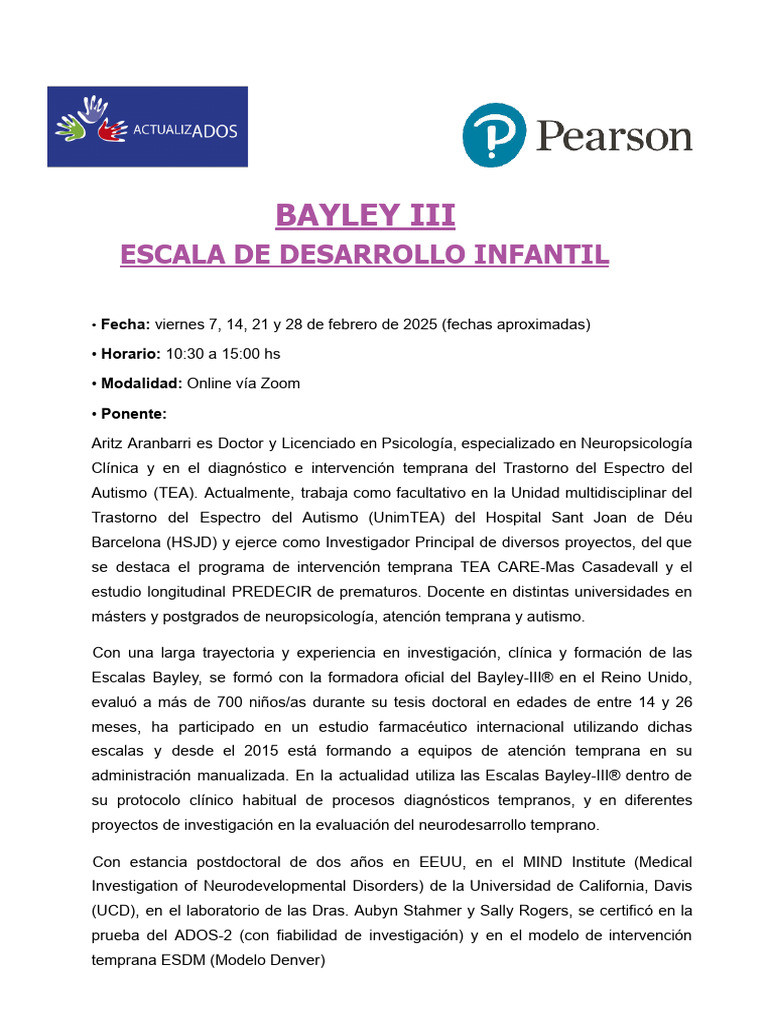 Bayley III 2025 | PDF | Espectro autista | Ciencias del comportamiento