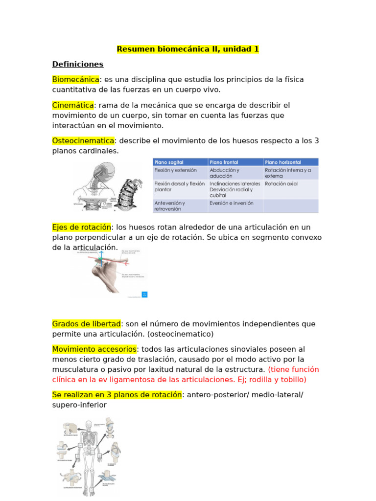 Resumen Biomecánica II PRUEBA 1 (Recuperado Automáticamente) | PDF | La ...