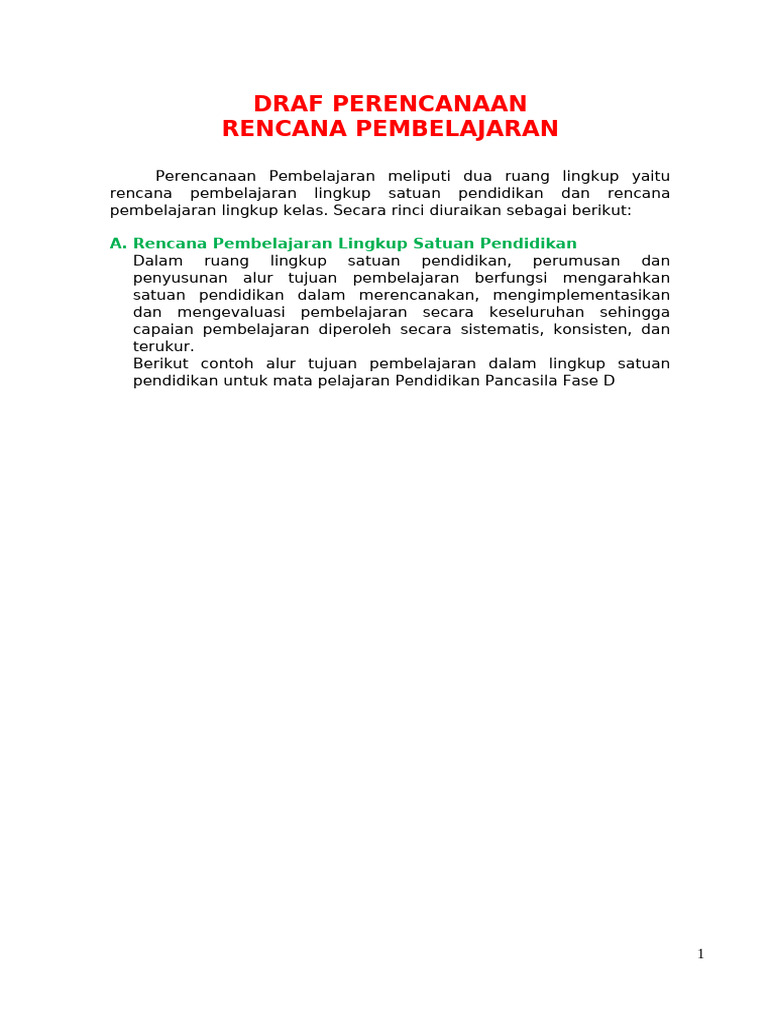 Draf Perencanaan | PDF