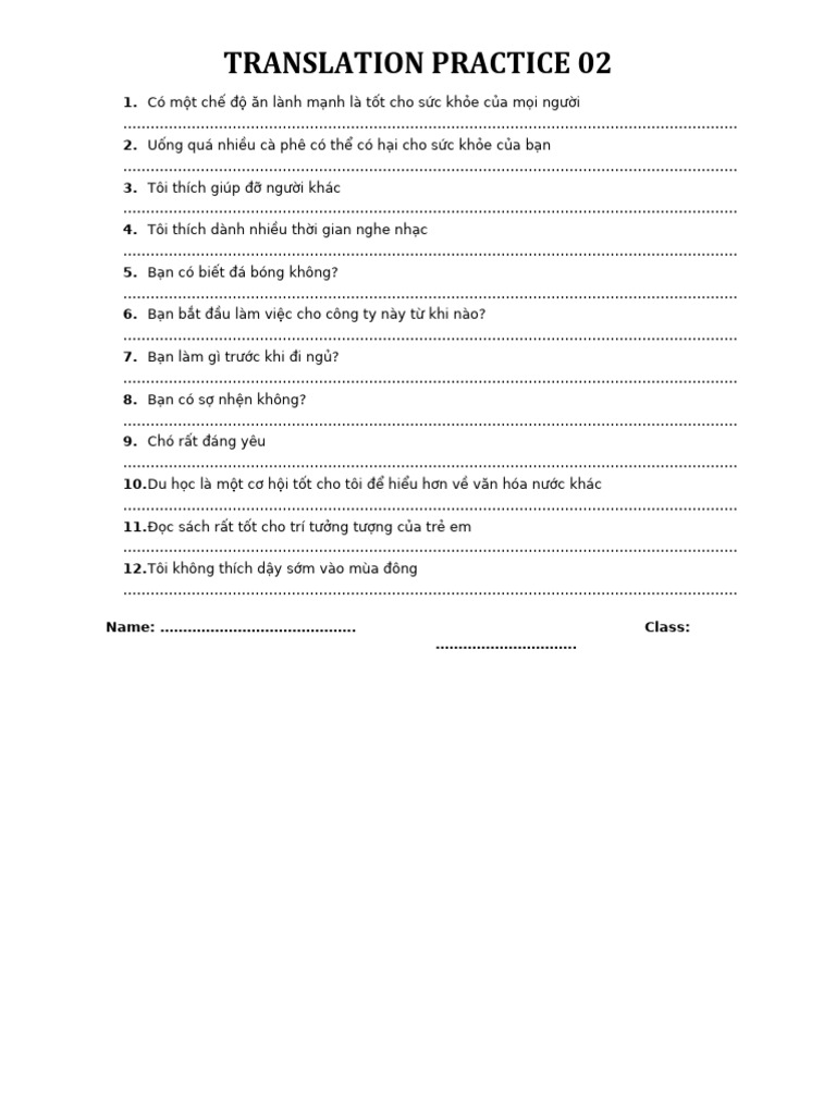 Translation Practice 02 | PDF