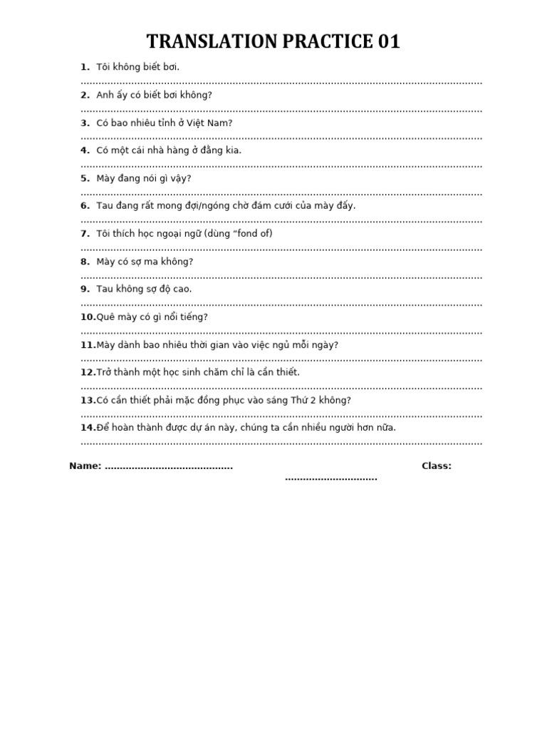 Translation Practice 01 | PDF