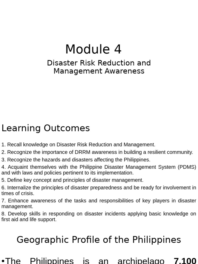 Module 4 Disaster Risk Reduction and Management Awareness and ...