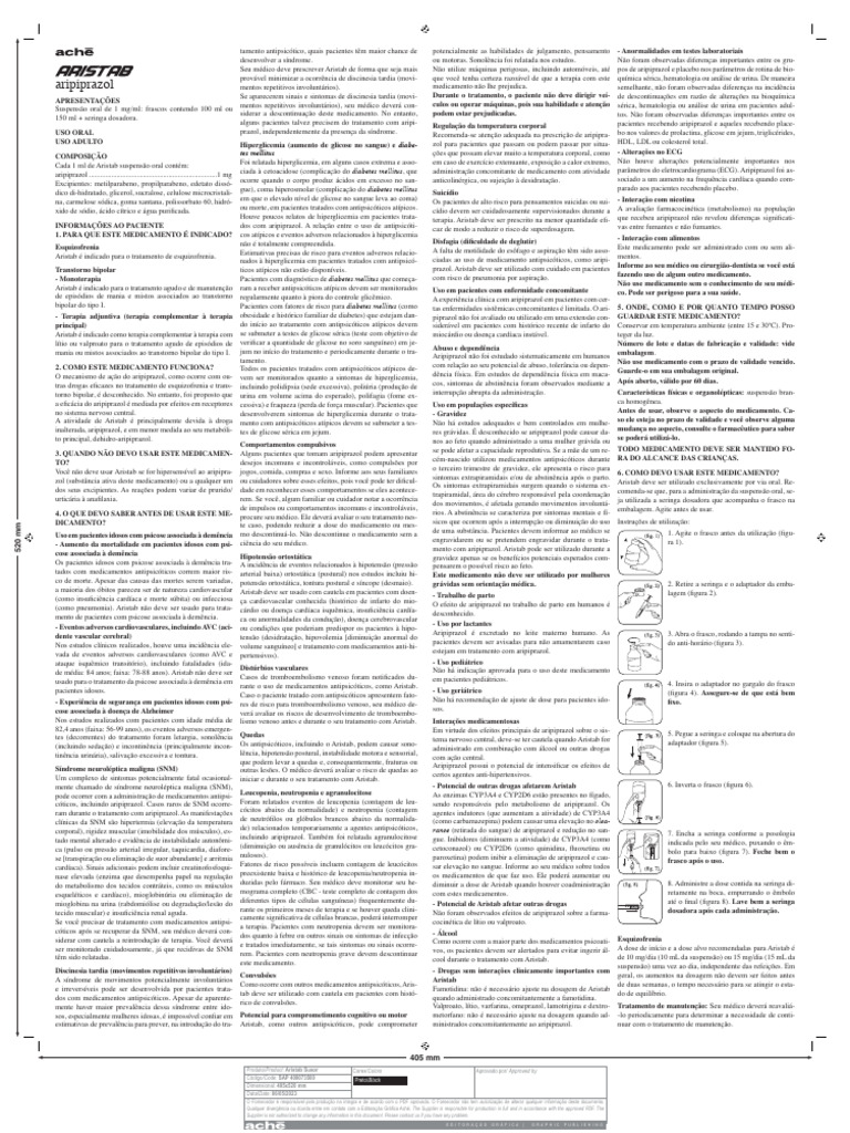 Bula Aristab Suspensao Oral 1 | PDF | Diabetes | Transtorno bipolar
