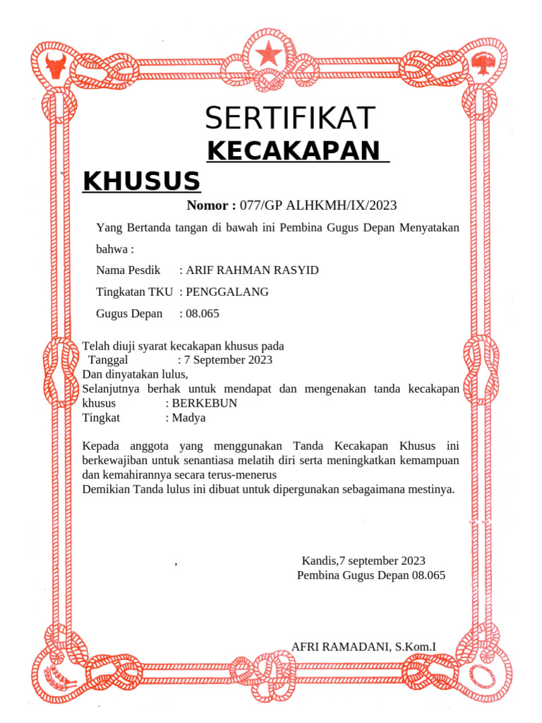 Sertifikat SKK REV | PDF