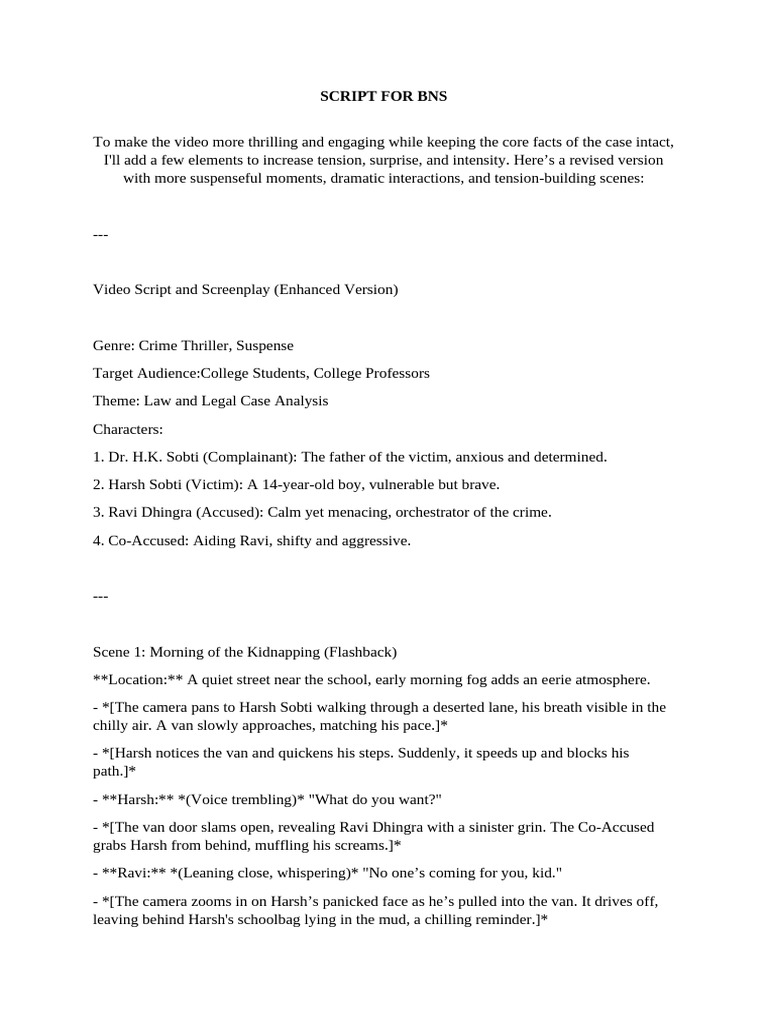 Script for BNS | PDF | Kidnapping | Judgment (Law)