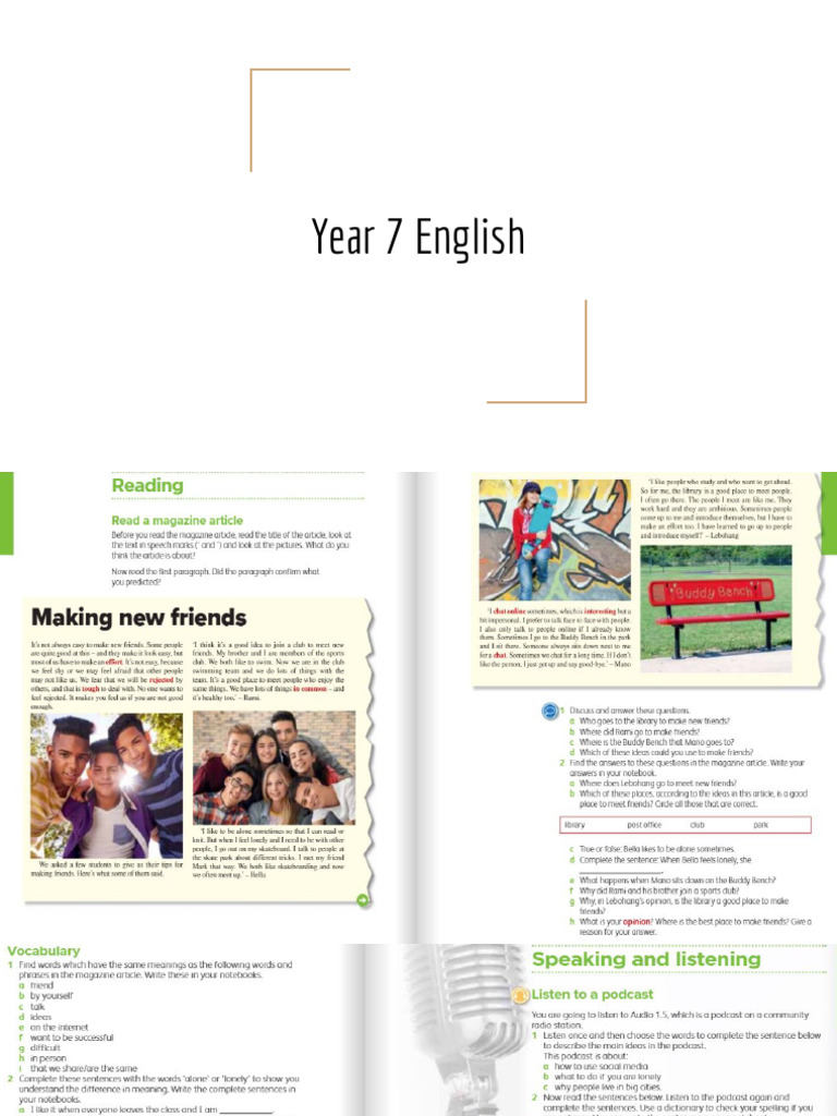 Year 7 English ESL | PDF