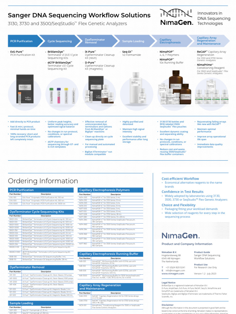 Sanger DNA Sequencing Workflow Solutions Info Sheet v1-1 July 2023 ...