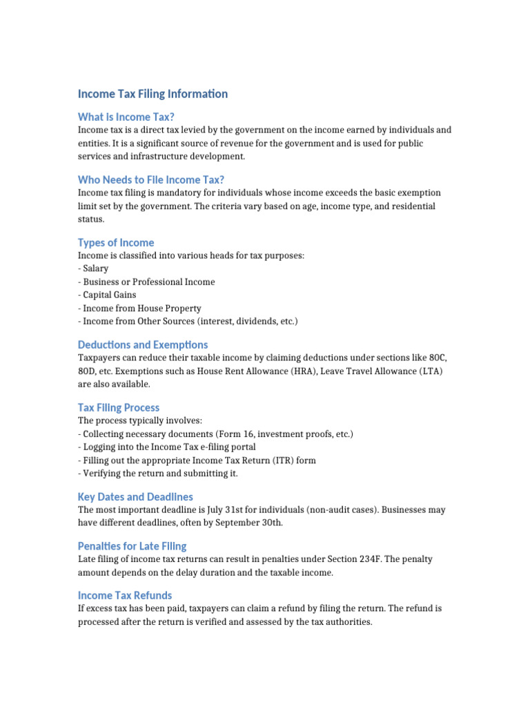 Income Tax Filing Guide and Tips | PDF