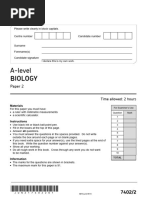 Aqa A Level Biology Paper 2 Question Paper 2025 | PDF | Cellular ...
