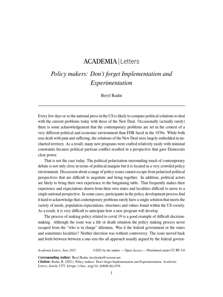 Policy Makers Dont Forget Implementation | PDF | Policy | Open Access