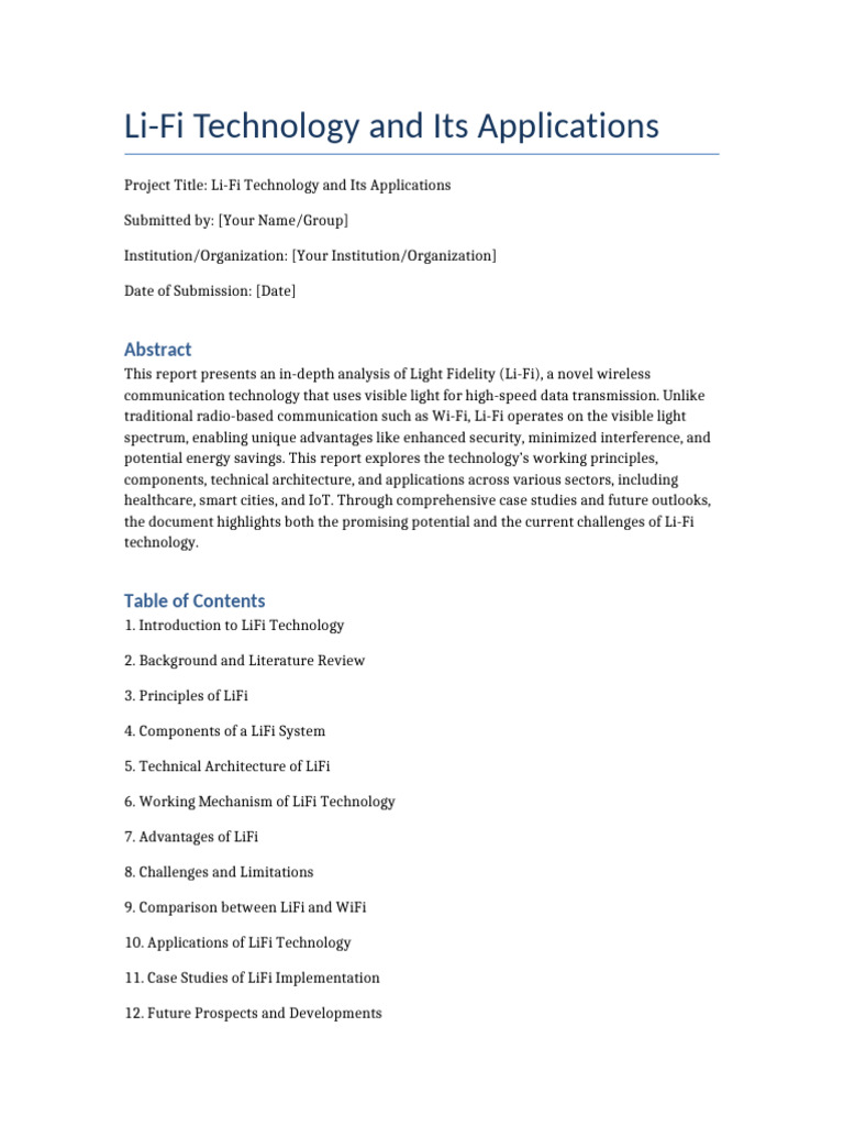 Li-Fi Technology Overview and Applications | PDF | Modulation | Wi Fi