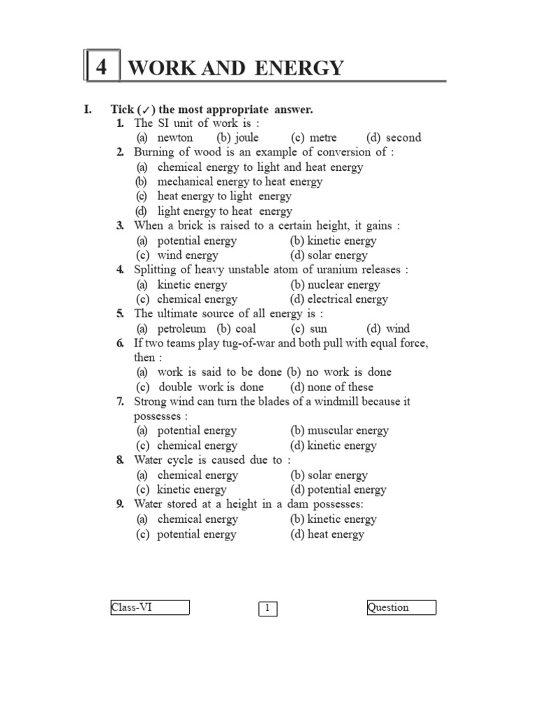 Physics - Work and Energy Ques Chapter 4 | PDF | Potential Energy | Force