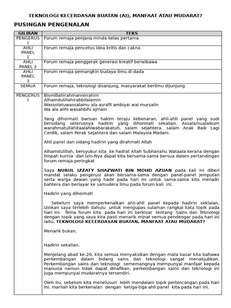 Teks Forum Sebenar | PDF | Teknologi & Rekayasa