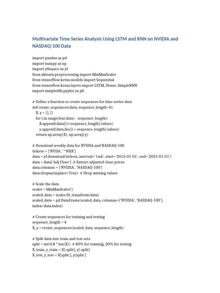 Multivariate Time Series Analysis LSTM RNN Code | PDF | Applied Mathematics | Data Analysis